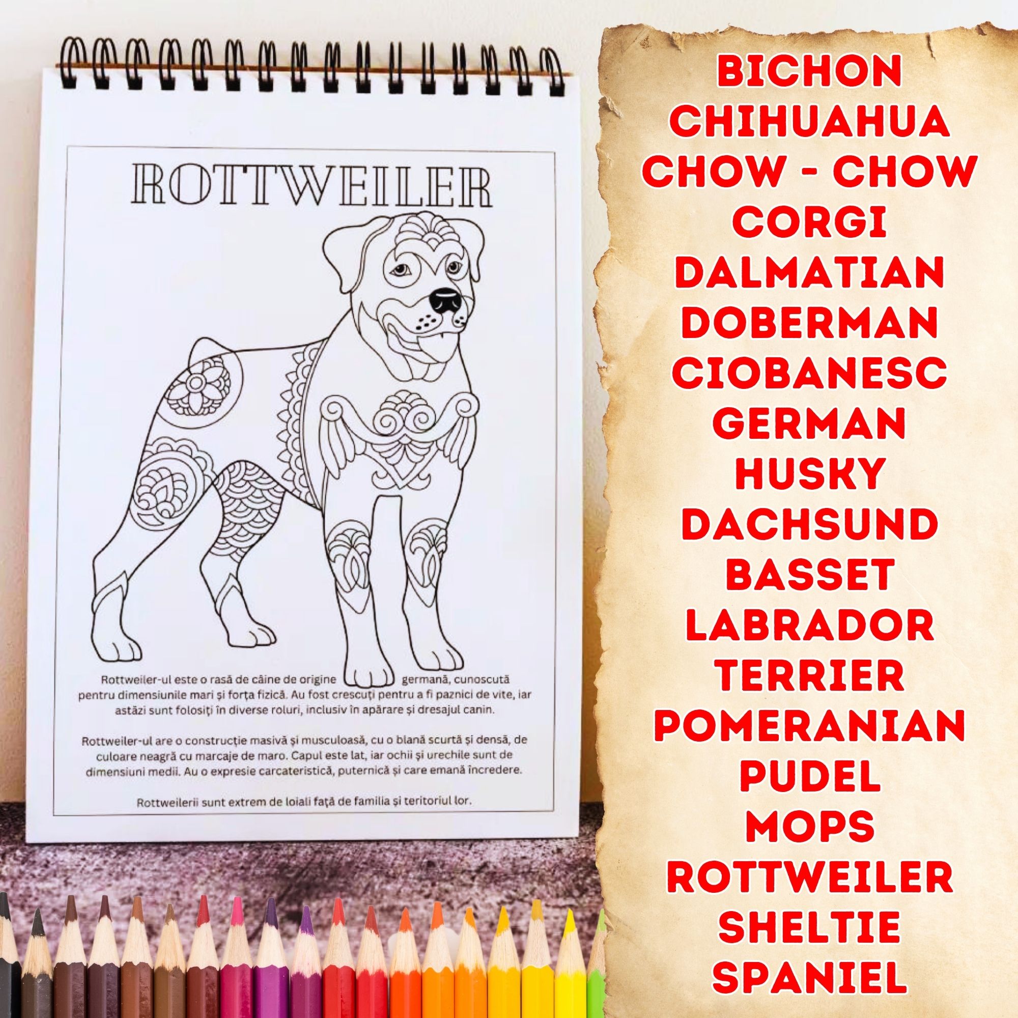 Carte de colorat cu caini, Gasca Vesela de Caini, MAGIA CARTII, A4, 46 ...