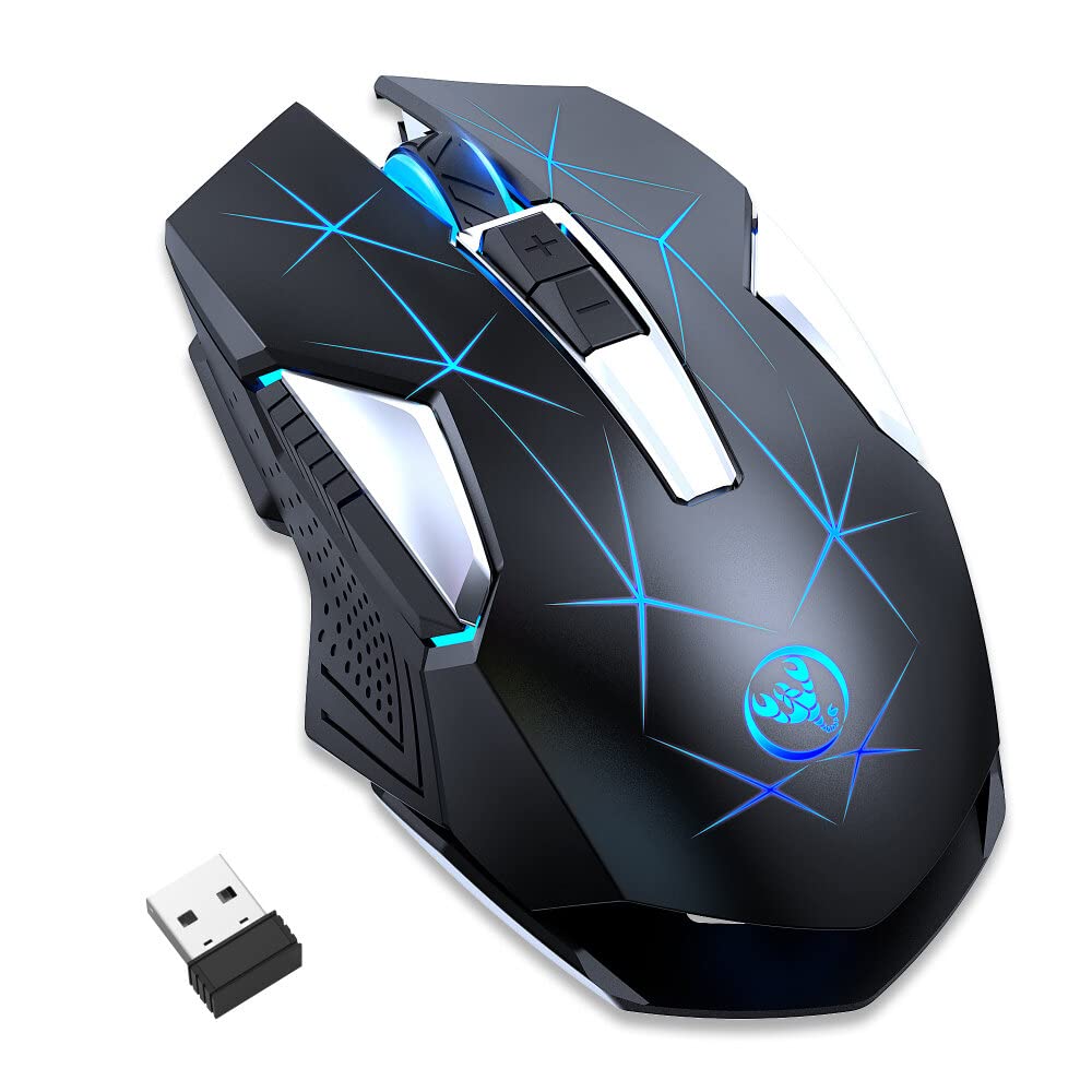 Mouse gaming Wireless HXSJ T300, 2400 dpi, 7 butoane, RGB, Negru - eMAG.ro