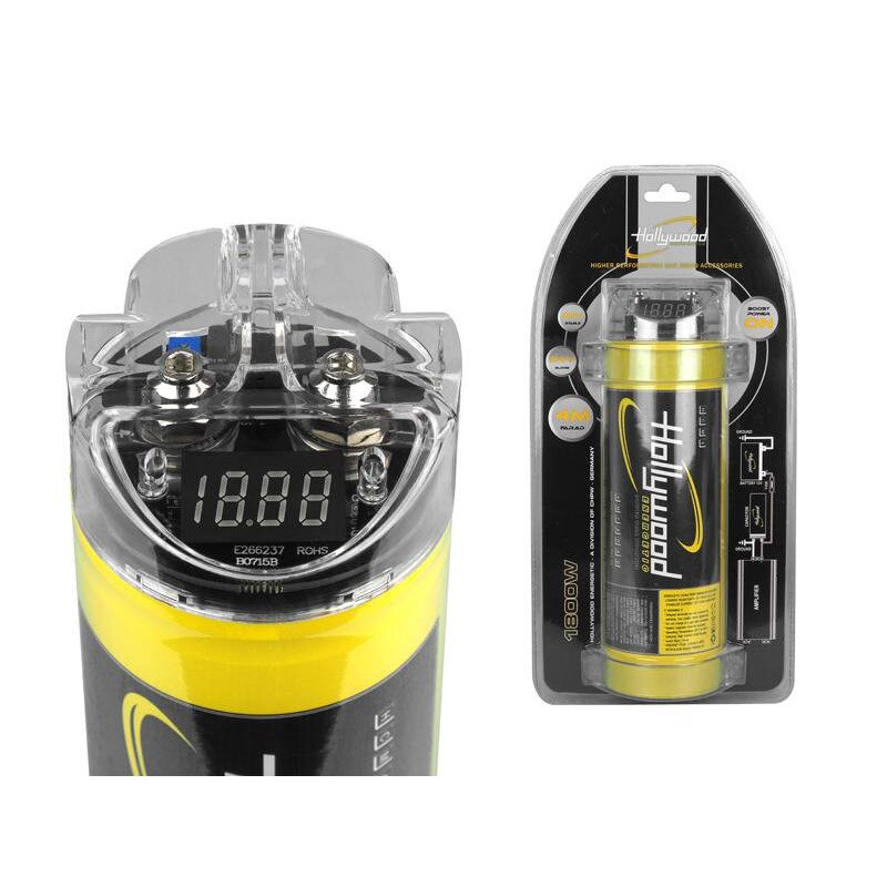 Condensator auto, Hollywood, Afisaj digital, 4 F, Negru/Galben - eMAG.ro