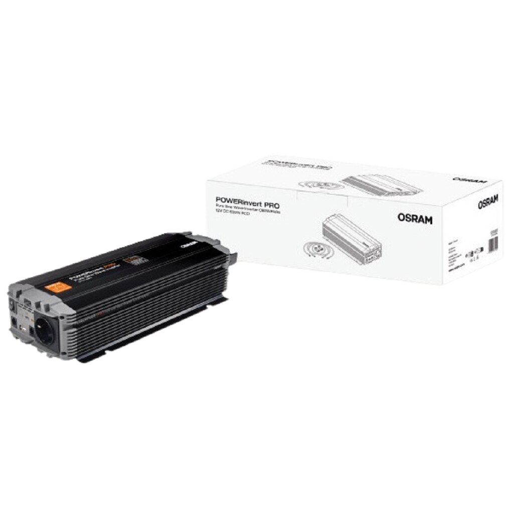 Invertor auto Osram, 12V DC, 600W, RCD, 1 x priza 230V + 1 x USB 2.1A ...