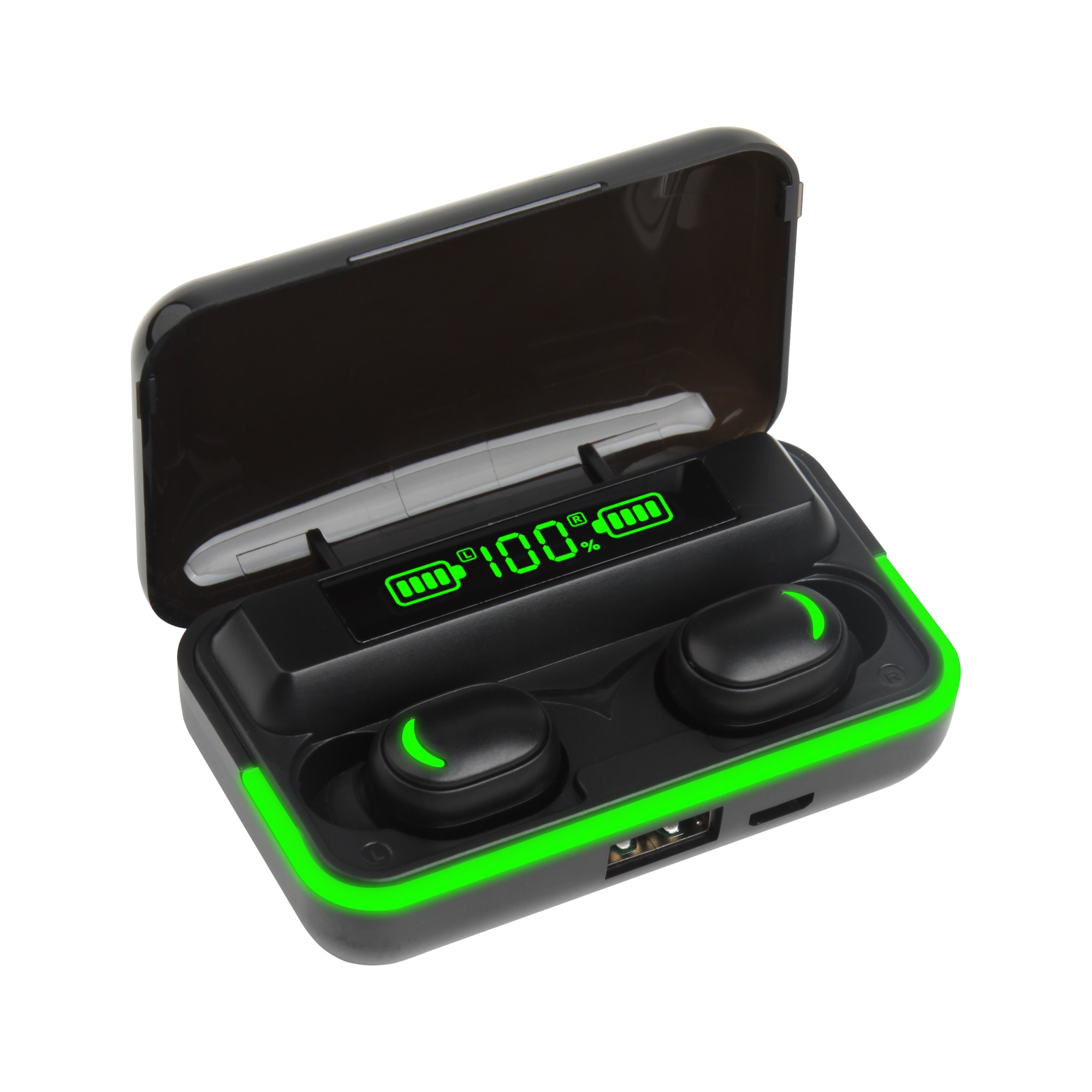 Casti intraauriculare fara fir, Rebel, Bluetooth 5.0, Negru - eMAG.ro
