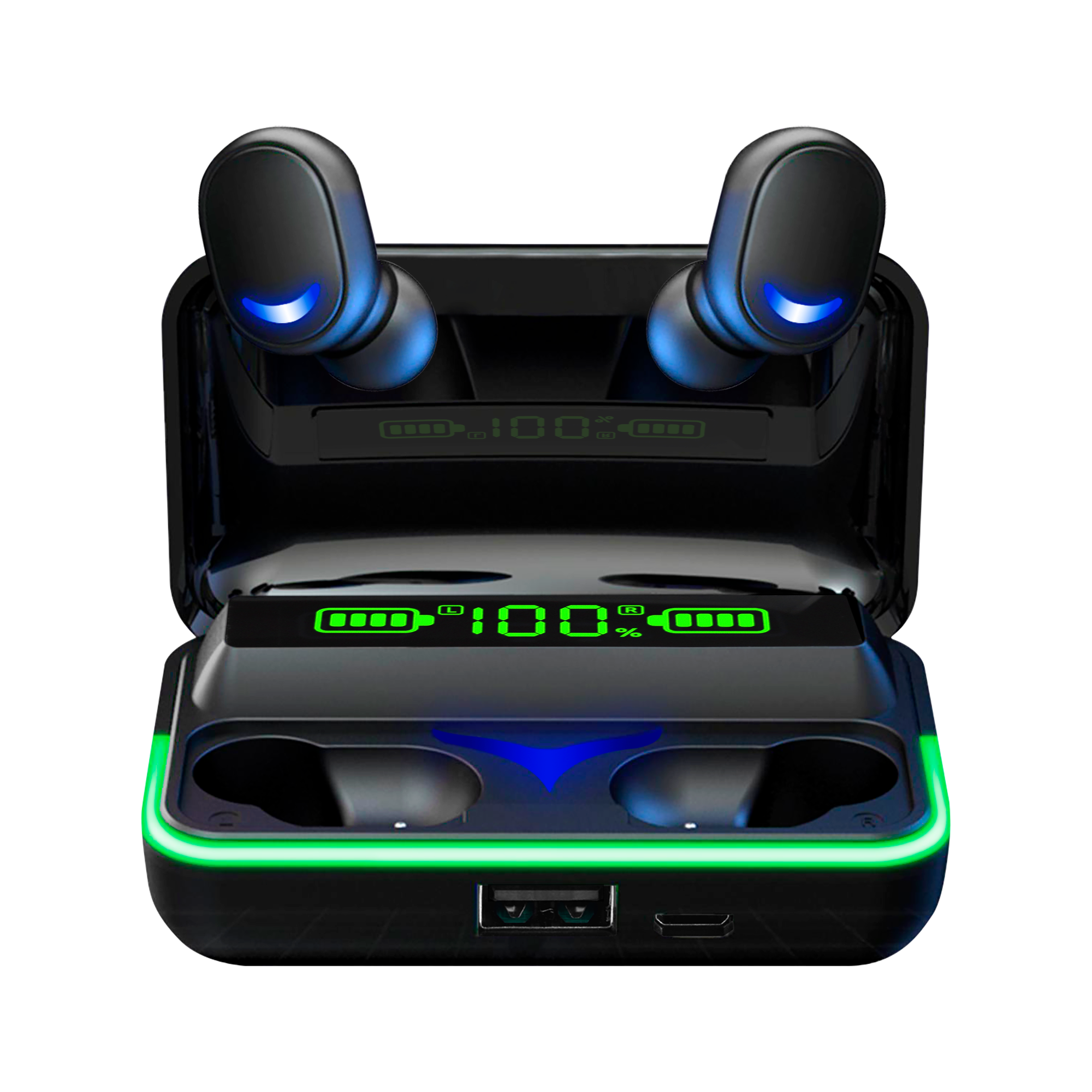 Casti intraauriculare fara fir, Rebel, Bluetooth 5.0, Negru - eMAG.ro