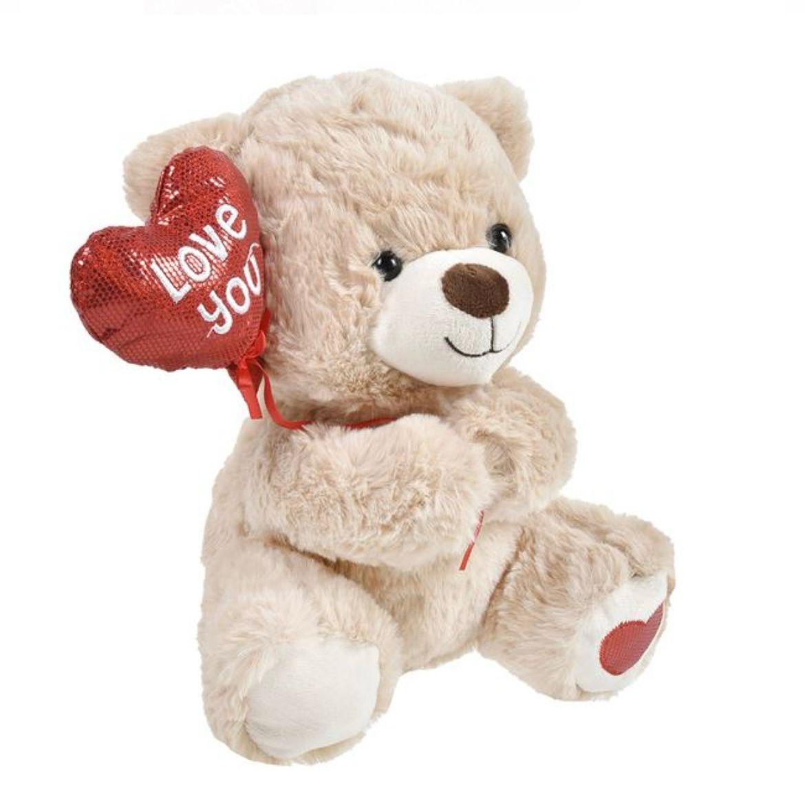 Ursulet de Plus Bej cu Inima Rosie Balon din Folie 25cm - eMAG.ro
