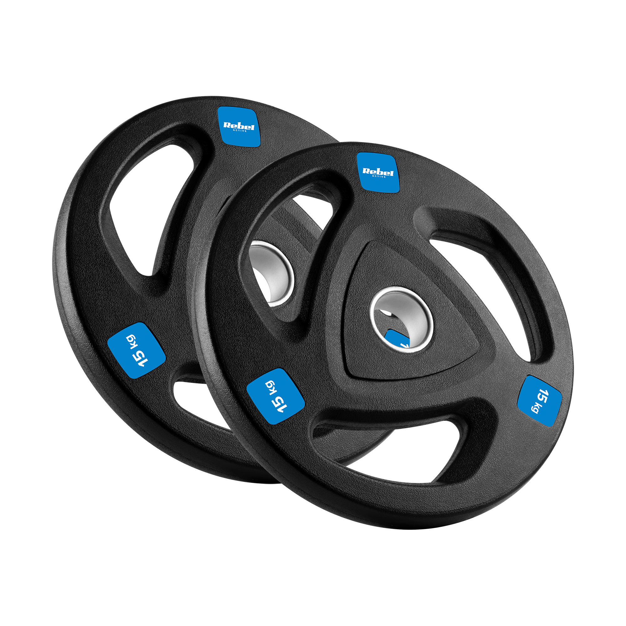 Set greutati, REBEL, Fonta cauciucata, 2x15kg, Deschidere olimpica 51mm ...