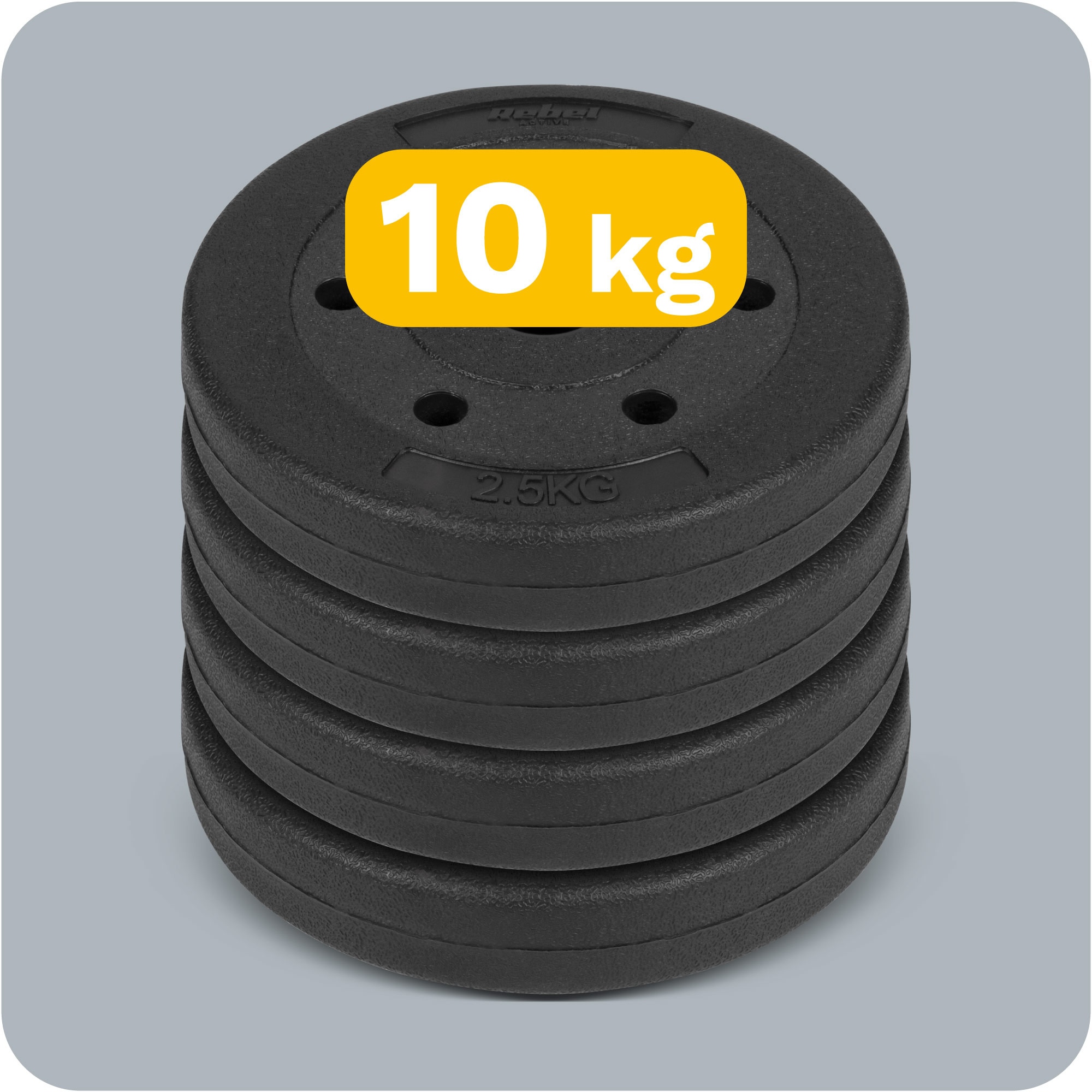 Set 10 greutati, Rebel, 10 kg, Negru - eMAG.ro