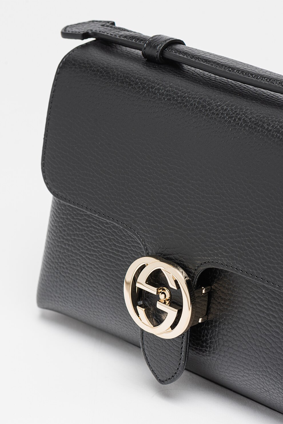 Gucci, Geanta de piele cu bareta de umar si aspect texturat, Negru ...