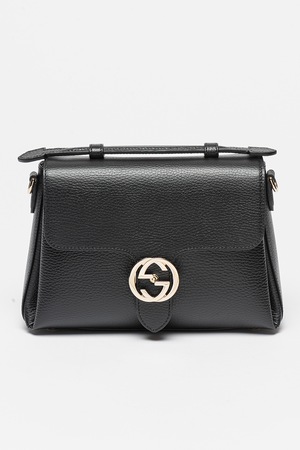 Gucci, Geanta de piele cu bareta de umar si aspect texturat, Negru ...