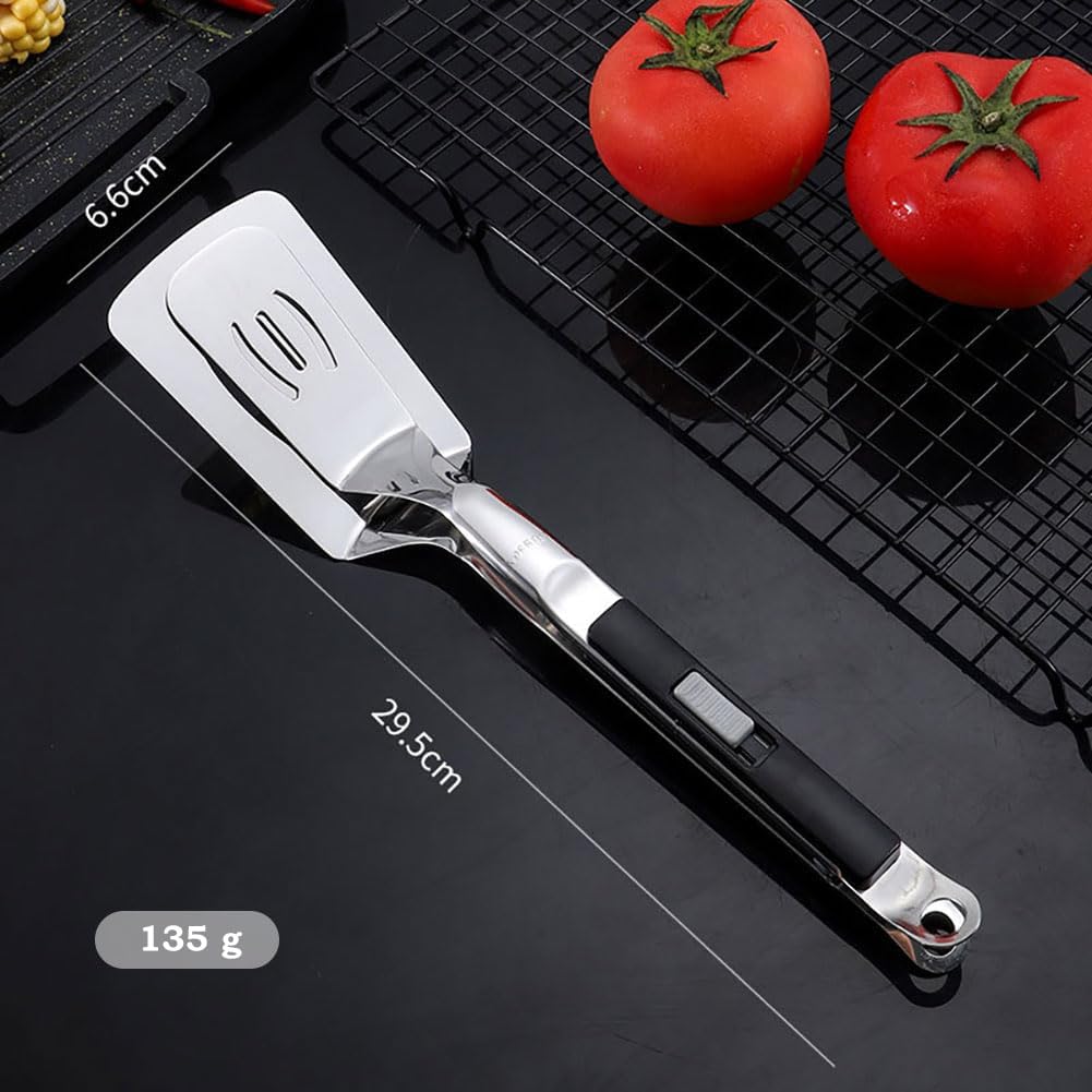 Spatula perforata pentru friptura, JENUOS®, 2 in 1, reutilizare, Inox ...