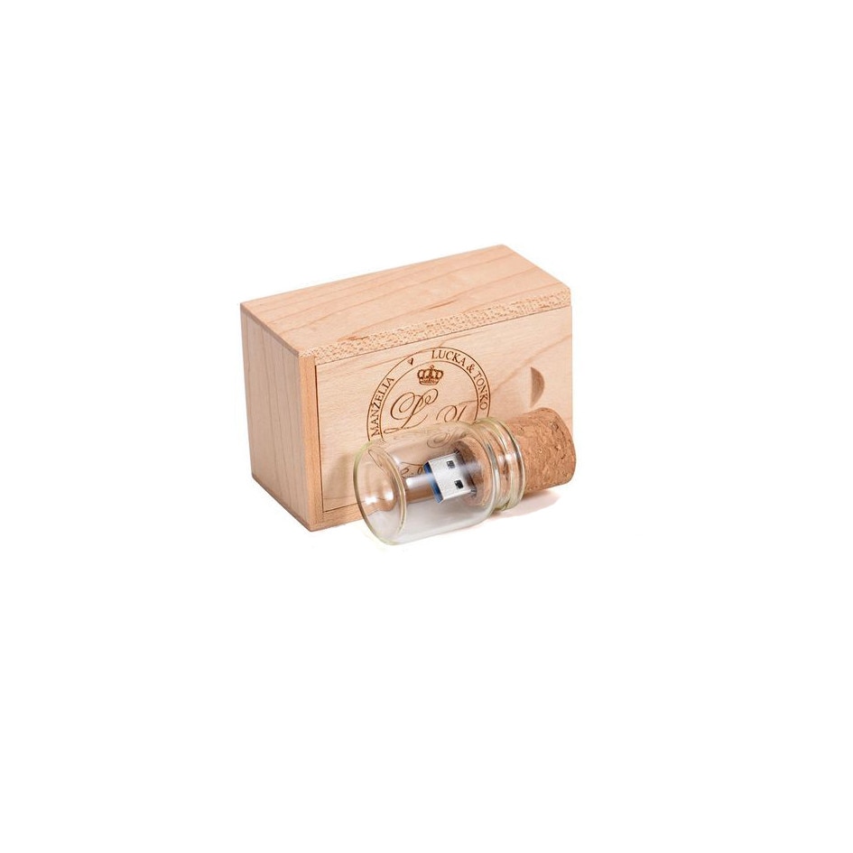 Memorie Usb 64GB, USB 3.0 cutie lemn natur si stick dop de pluta - eMAG.ro