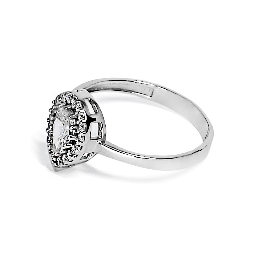 Inel din argint Crystal Tear cu piatra zirconiu, argint 925 rodiat ...
