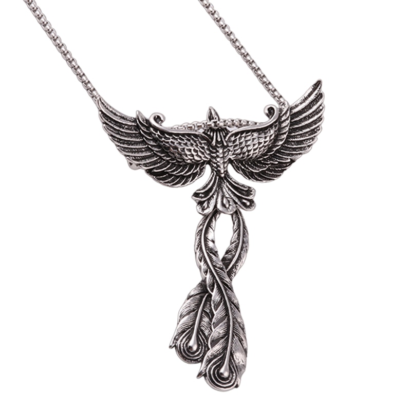 Lant cu pandantiv pasare phoenix, model simbolul renasterii, tematica ...