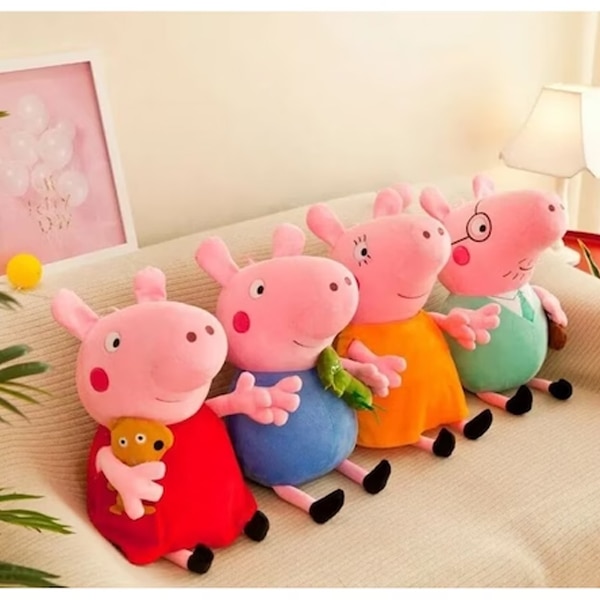 Set 4 plusuri Virtual Trend®, Familia vesela Peppa 25 cm - eMAG.ro