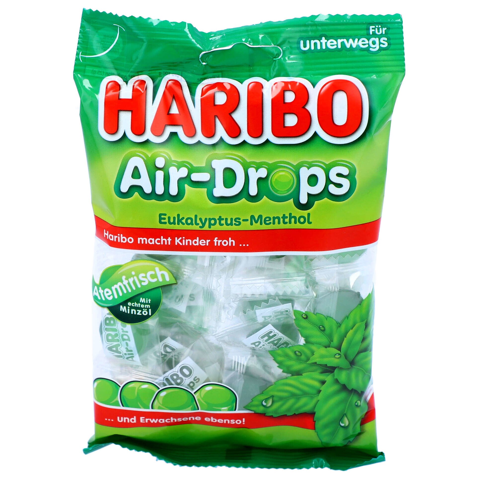 Bomboane gumate Haribo Air-Drops, eucalipt si mentol, 100g - eMAG.ro