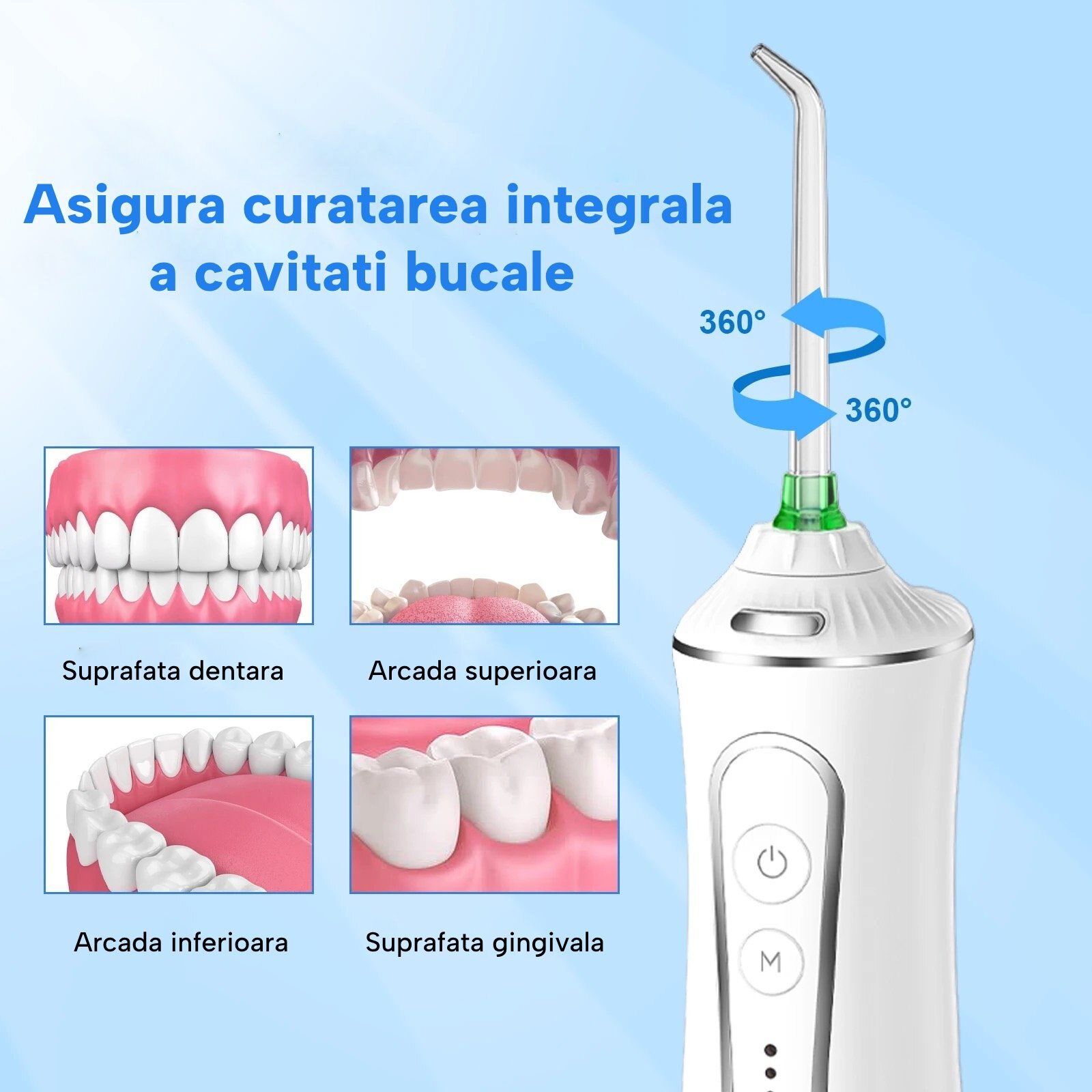 Irigator Oral Profesional pentru Dus Bucal H2ofloss® Premium, Cablu USB-C pentru incarcare ...