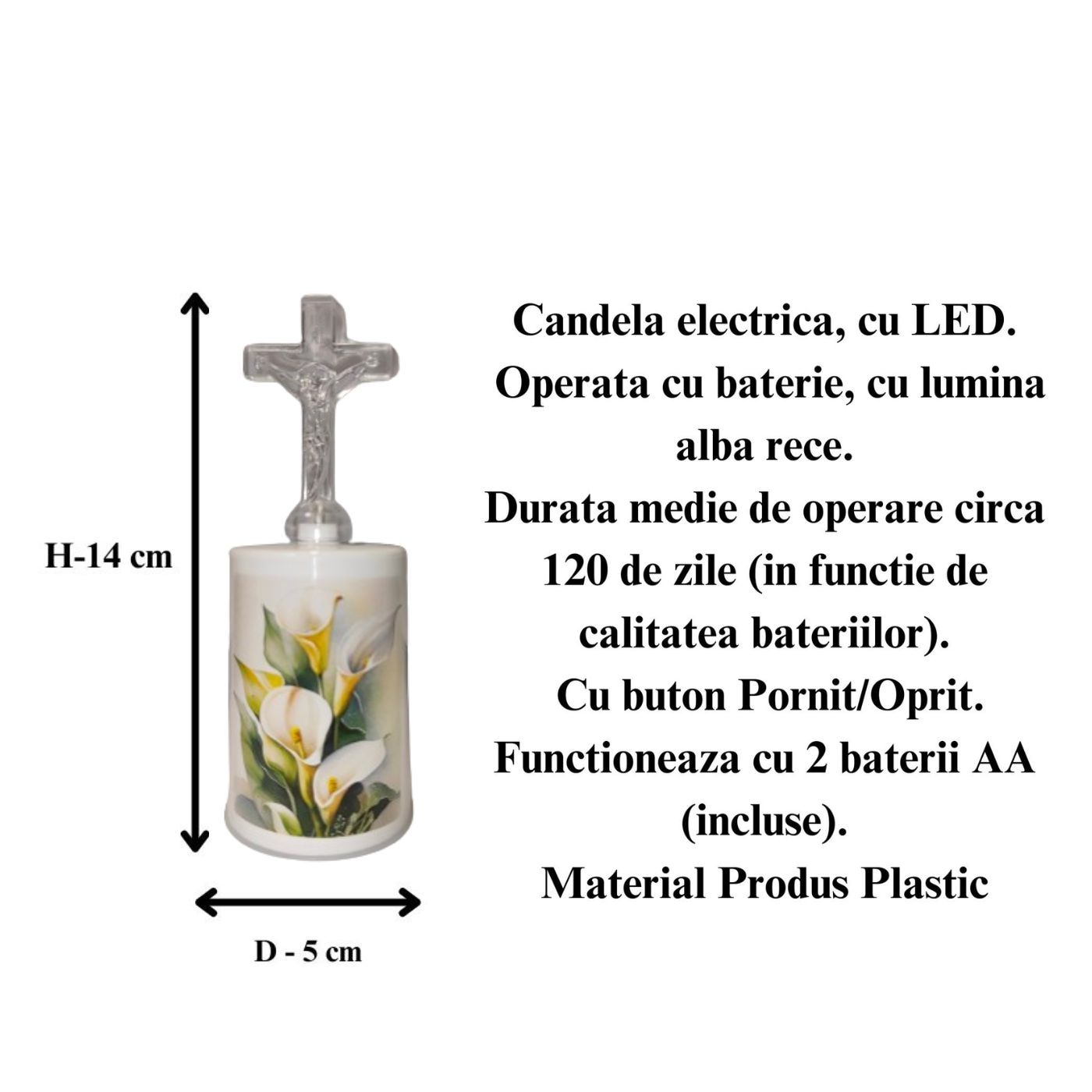 Candela electrica cu led, cruce si flori - eMAG.ro