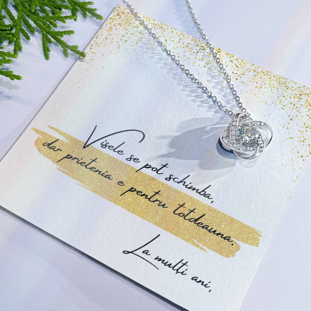 Set Cadou Pentru Prietena, Colier Cu Pandant Nodul Iubirii Placat Cu ...