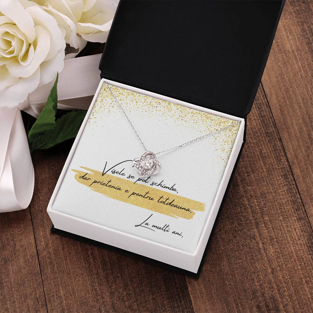 Set Cadou Pentru Prietena, Colier Cu Pandant Nodul Iubirii Placat Cu ...