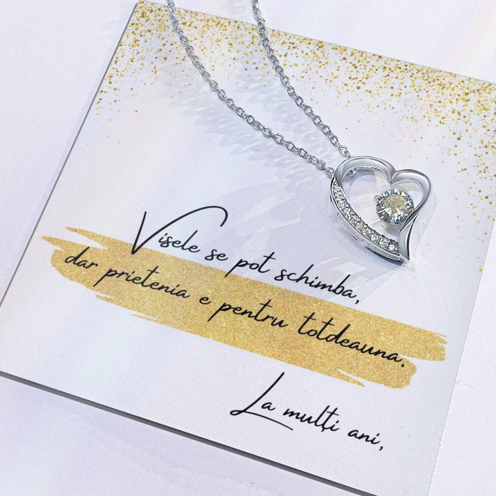 Set Cadou Pentru Prietena, Colier Cu Pandant Inima Curbata Placat Cu ...