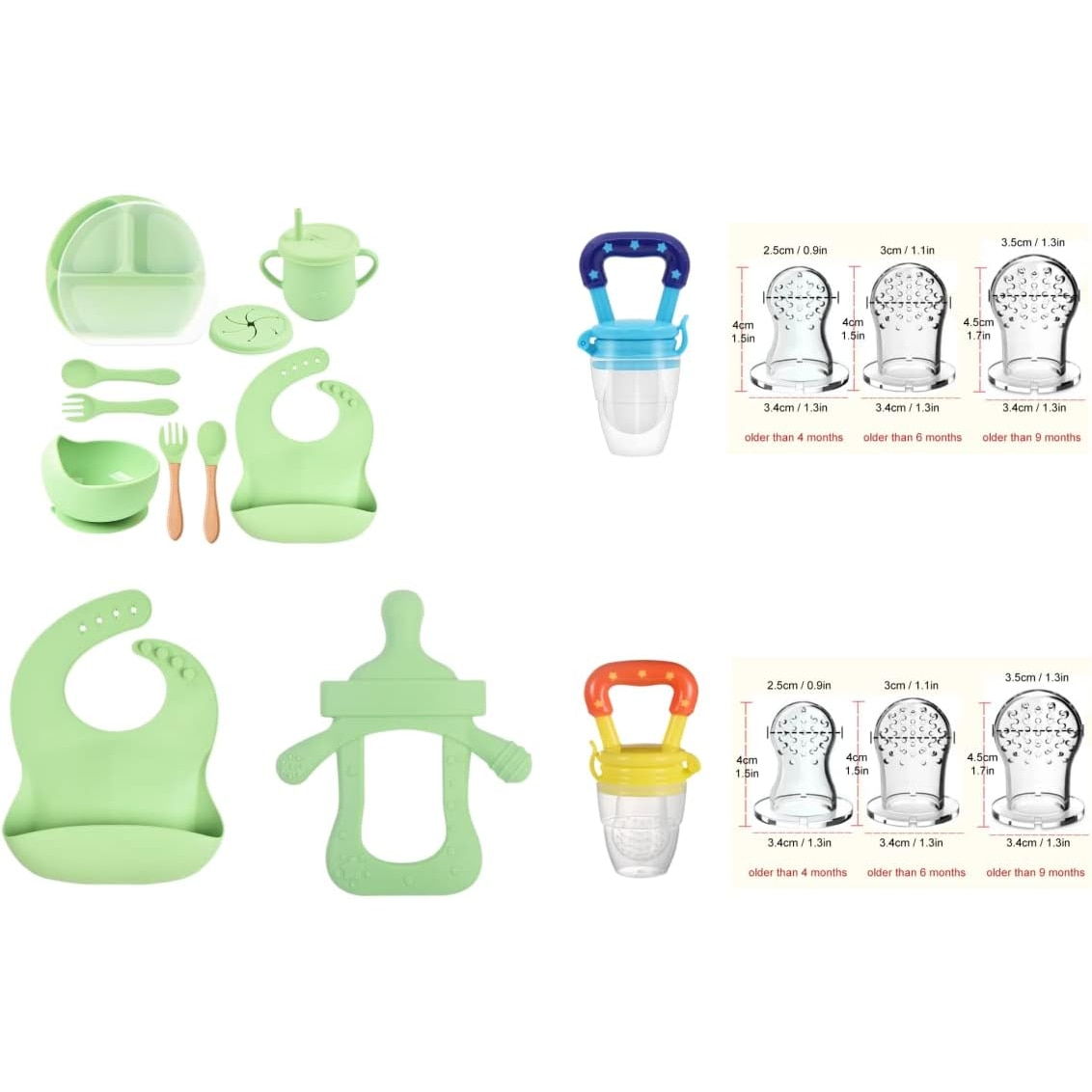 Set 19 piese hranire pentru bebelusi, diversificare EDDA98® din silicon, 1 farfurie ...