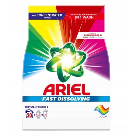Detergent rufe, Ariel, Pudra, Pentru rufe colorate, 20 Spalari, 1.1Kg ...