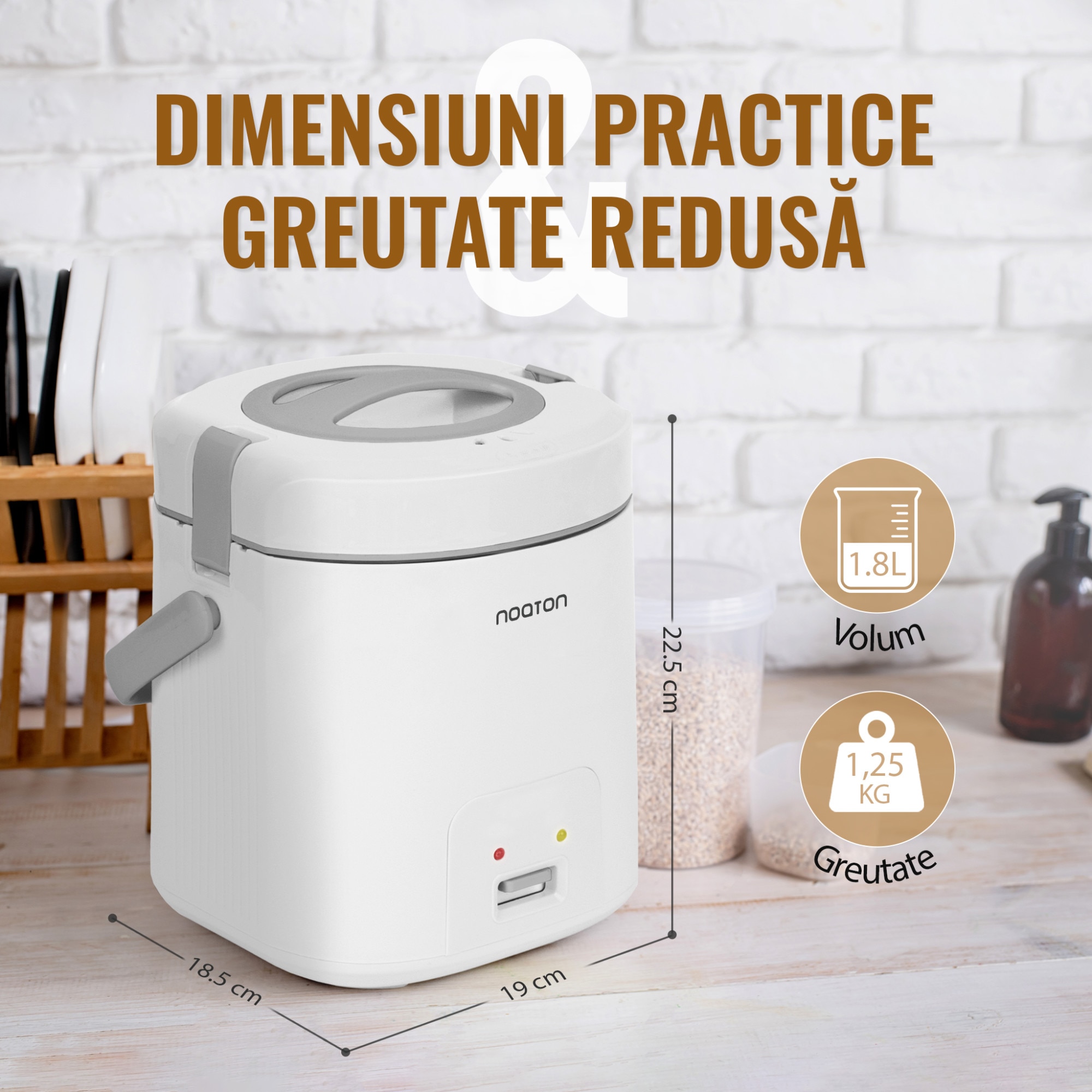 Aparat de gatit orez Noaton RC118W Basic, 1.8 L, Functie de mentinere ...
