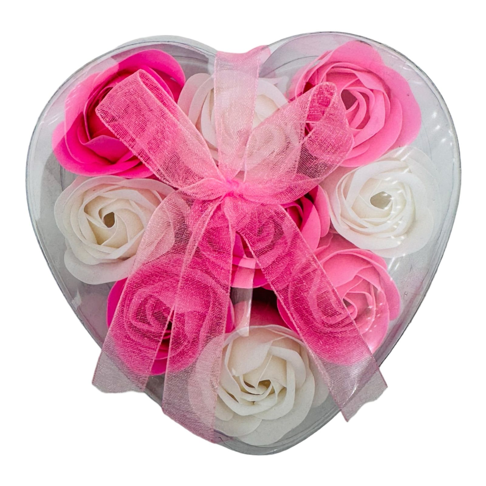 Aranjament Inimioara cu 9 Trandafiri de sapun, Roz 11×11×4cm - eMAG.ro