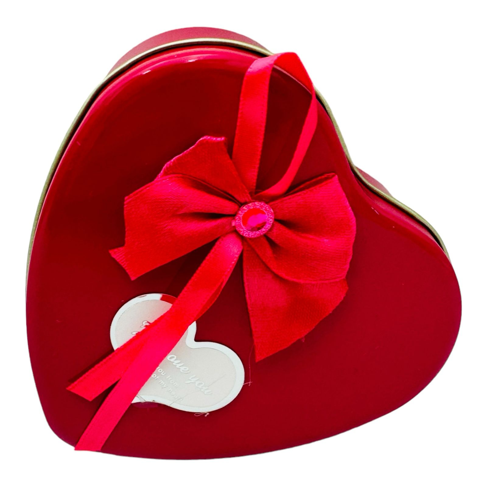 Caseta metalica Inimioara cu Ursulet si Trandafiri de sapun, 12×11×4 ...