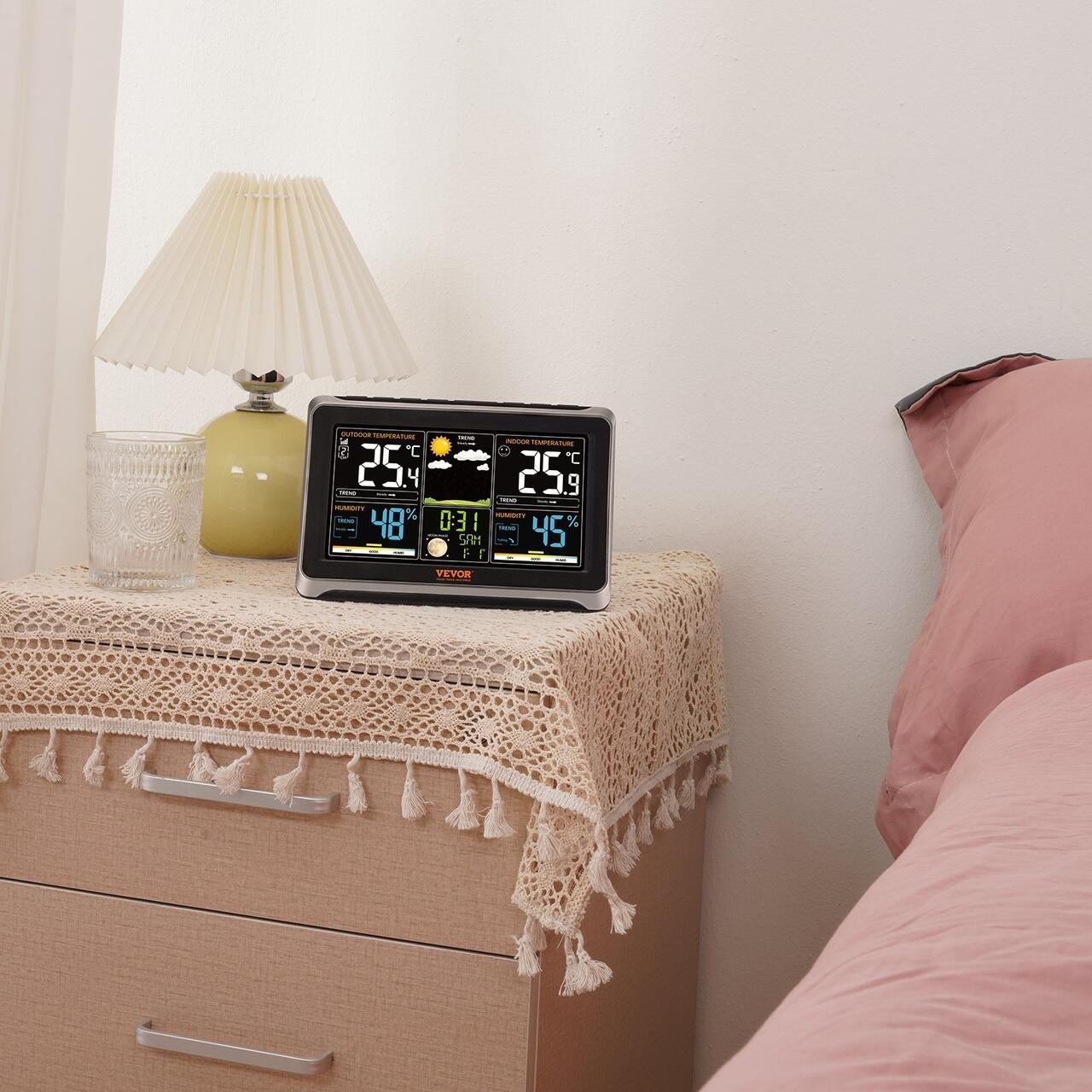 Statie meteo de interior/exterior, Vevor 7”, fara fir, Temperatura si ...