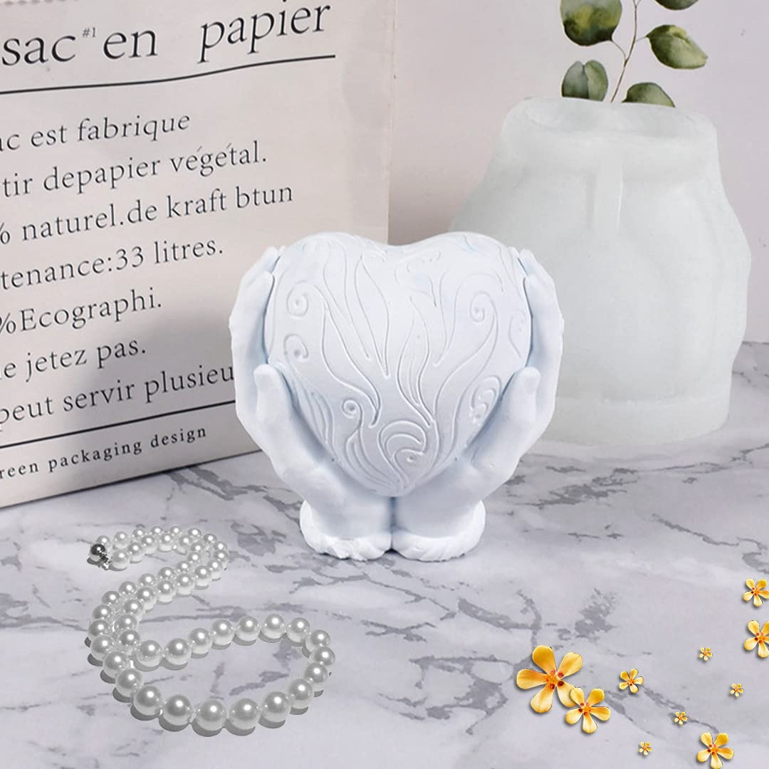 Matrita de silicon, Milmatt, Model Inima in maini, pentru lumanari ...