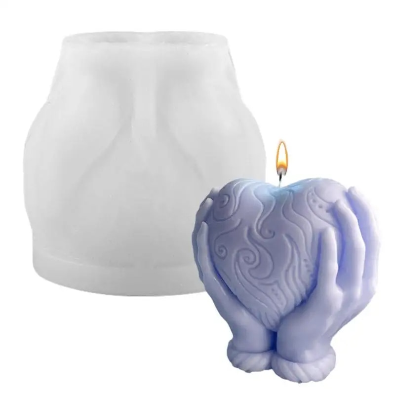 Matrita de silicon, Milmatt, Model Inima in maini, pentru lumanari ...