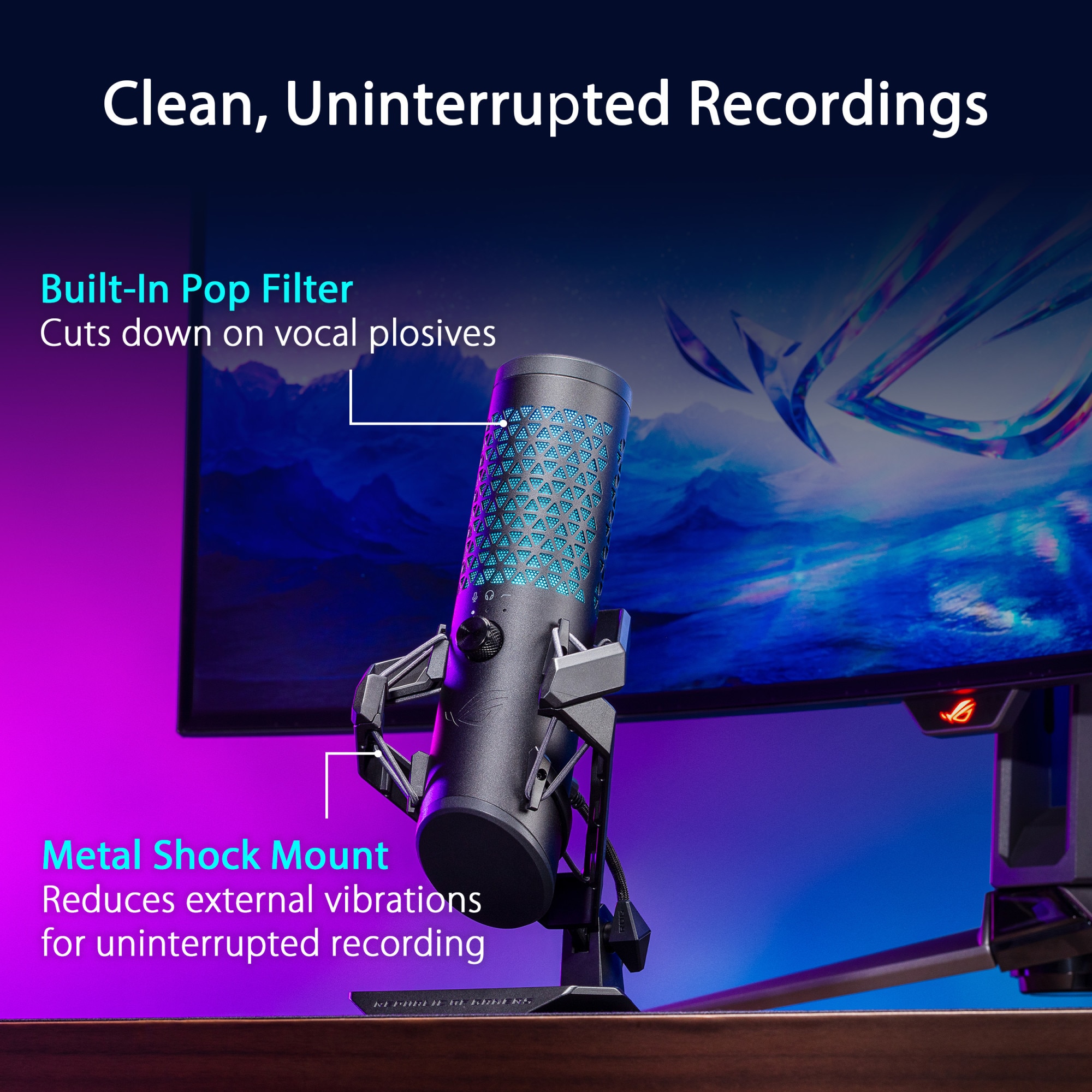 Microfon gaming ASUS ROG CARNYX USB, Iluminare RGB, Negru - eMAG.ro