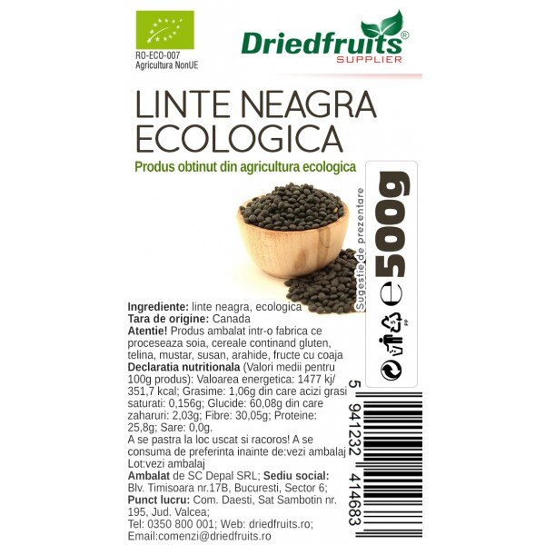 Linte neagra BIO - 500 g - eMAG.ro