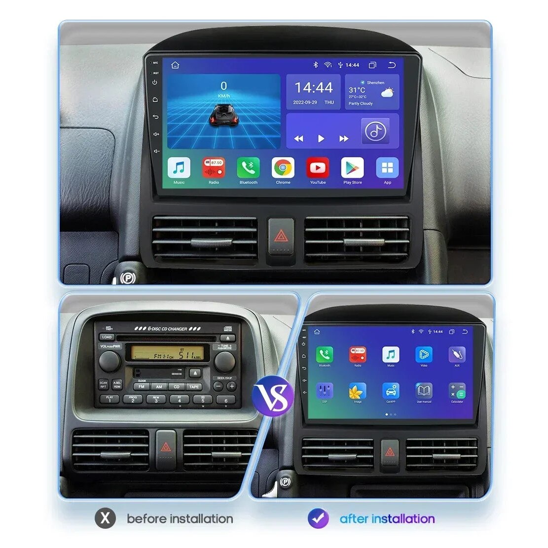 Mp5 плейър за Honda CRV S8 S8 8GB 128GB 8 Core 2Din Wifi 4x60 черен ...