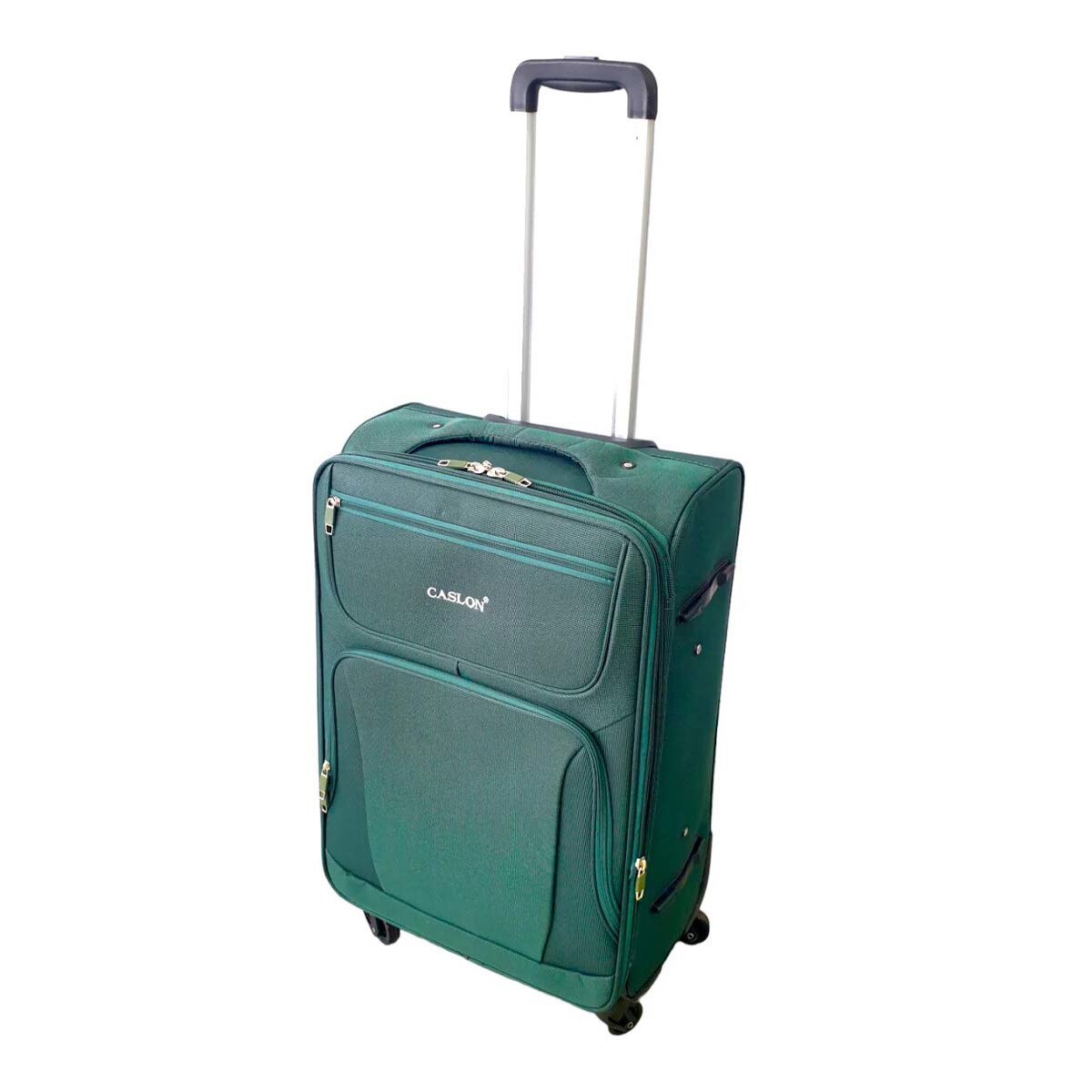 Troler de calatorie, din textil, patru roti, 32x48x71 cm, verde - eMAG.ro