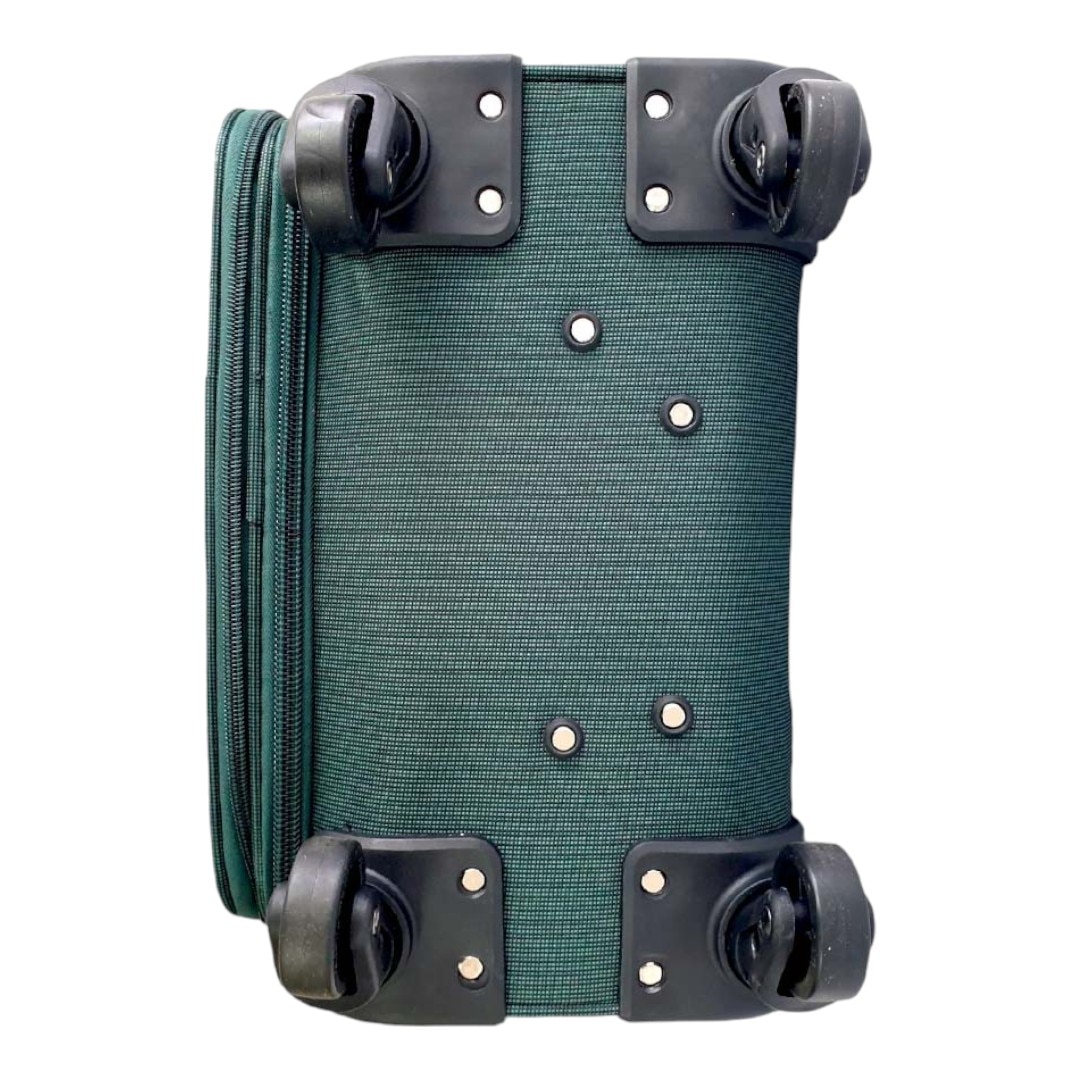 Troler de calatorie, din textil, patru roti, 32x48x71 cm, verde - eMAG.ro