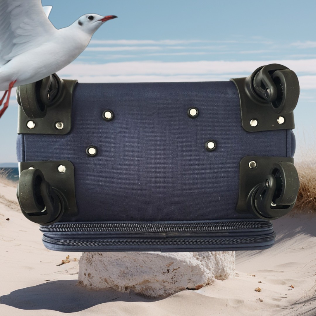 Troler de calatorie, din textil, patru roti, 28x42x61cm, bleumarin ...