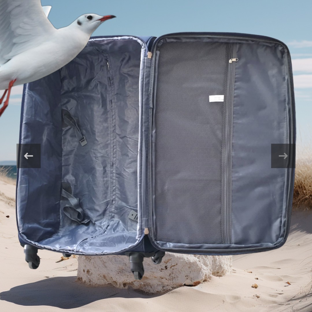 Troler de calatorie, din textil, patru roti, 28x42x61cm, bleumarin ...