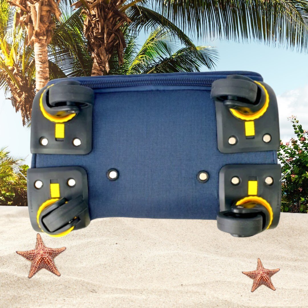 Troler de calatorie, din textil, patru roti, 20x30x40cm, bleumarin ...