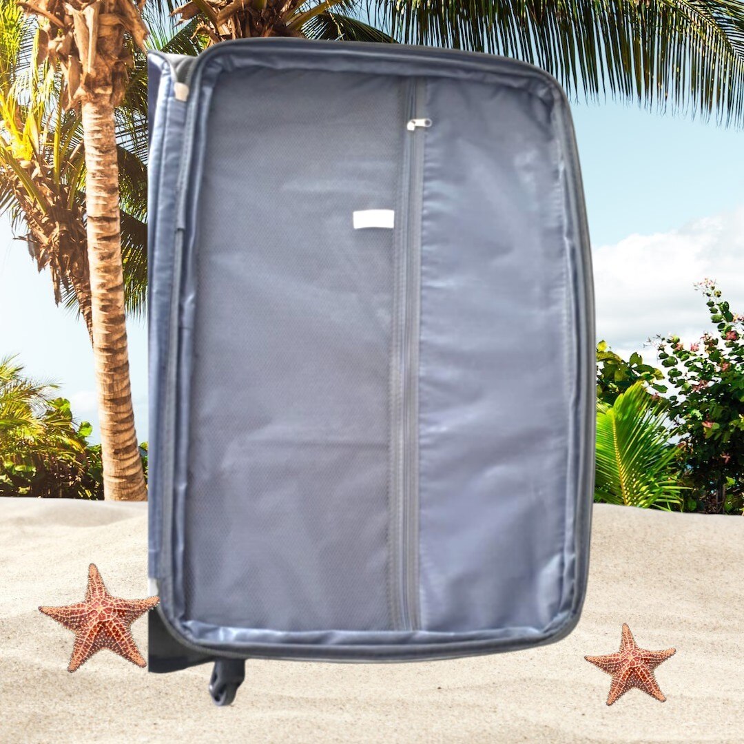 Troler de calatorie, din textil, patru roti, 20x30x40cm, bleumarin ...