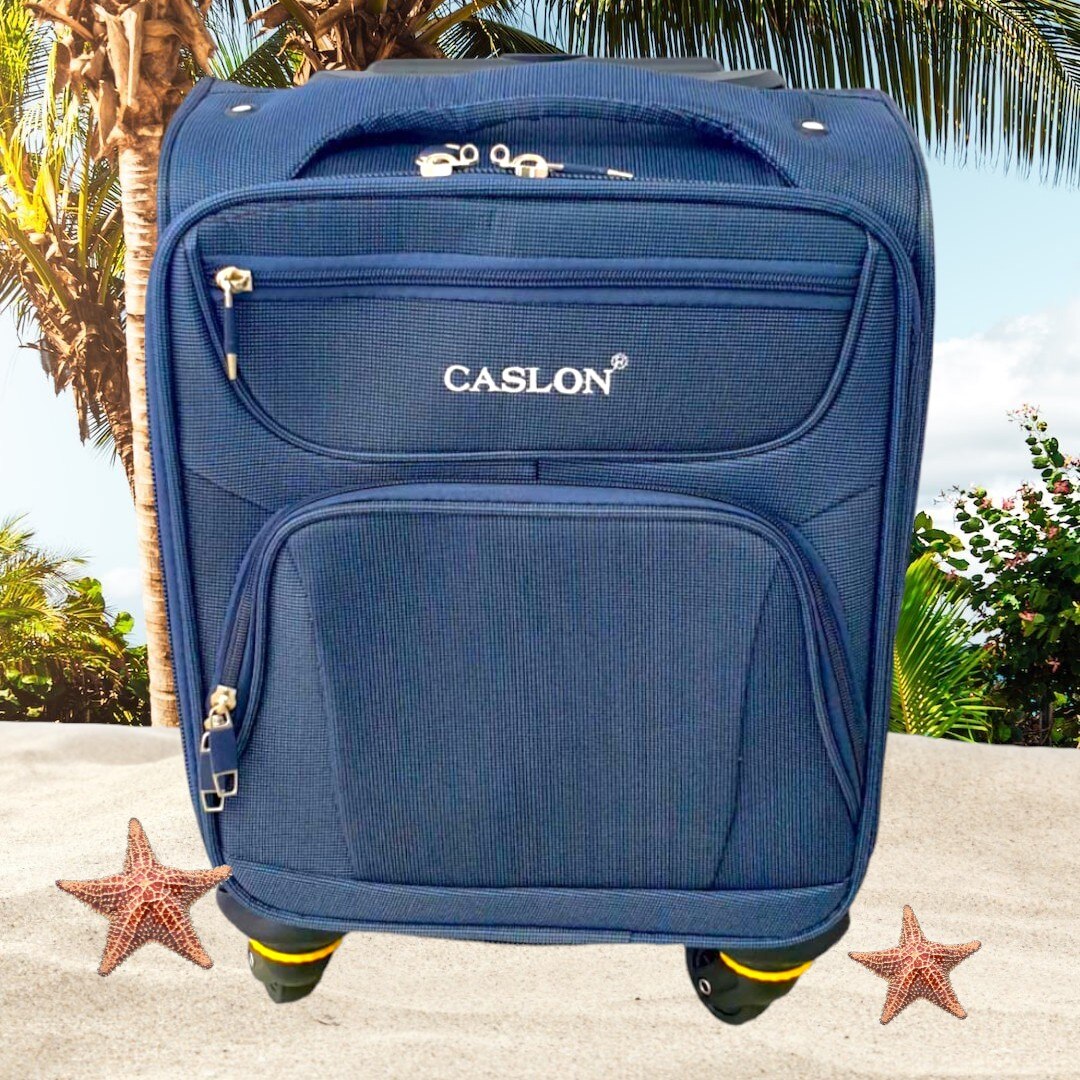 Troler de calatorie, din textil, patru roti, 20x30x40cm, bleumarin ...