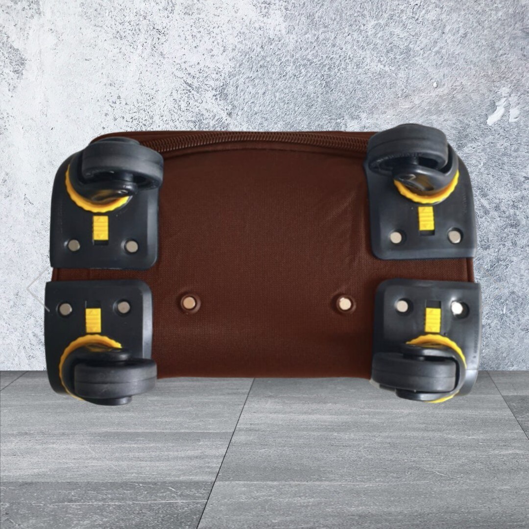 Troler de calatorie, din textil, patru roti, 20x30x40cm, maro inchis ...