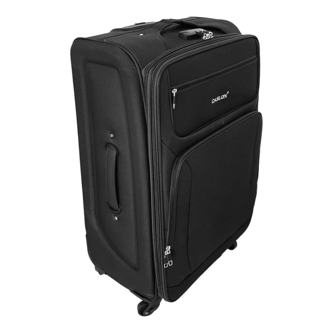 Troler de calatorie, din textil, patru roti, 25x37x51cm, negru - eMAG.ro