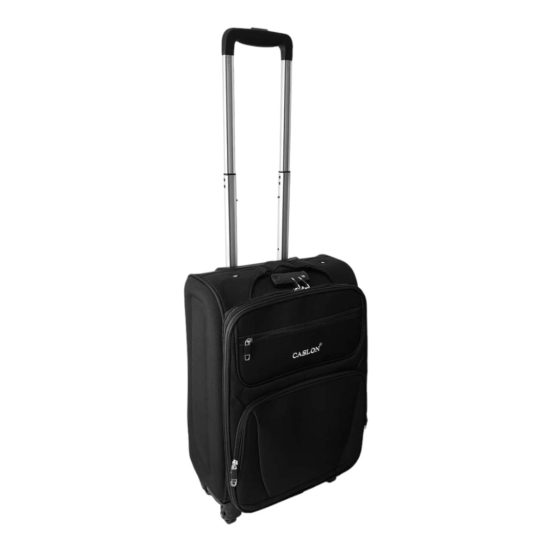 Troler de calatorie, din textil, patru roti, 25x37x51cm, negru - eMAG.ro
