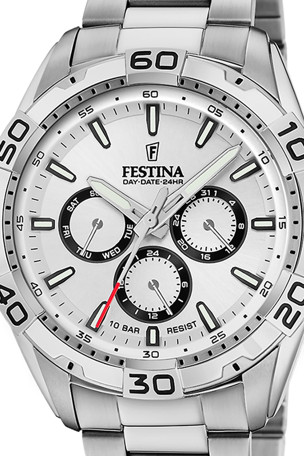 Festina, Ceas cu bratara din otel inoxidabil, functii mutiple si ...
