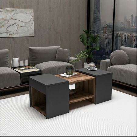 Set de 3 masute de cafea Irene Antracit - eMAG.ro