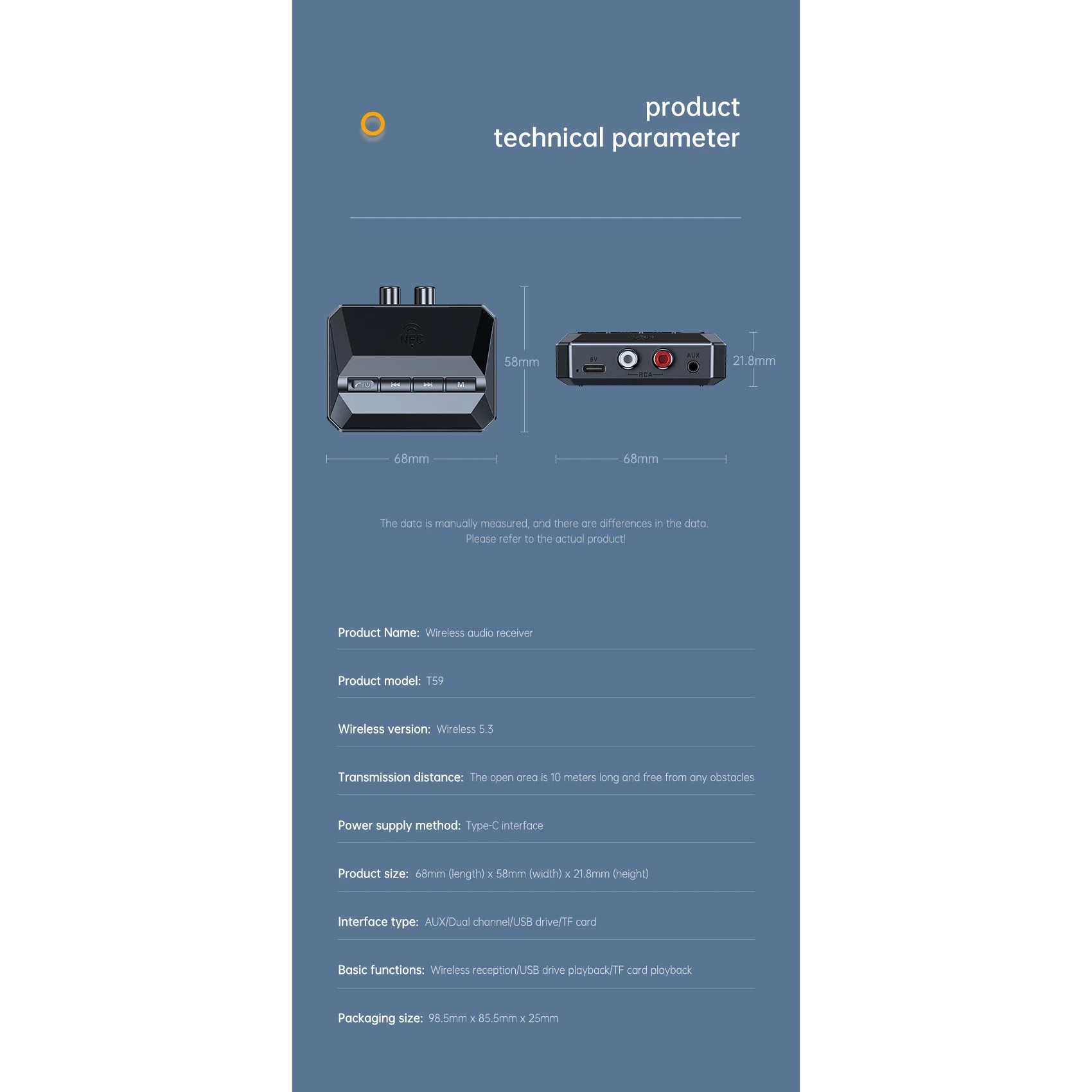 Adaptor Bluetooth, Receptor audio, High Definiton, Bluetooth 5.3 ...