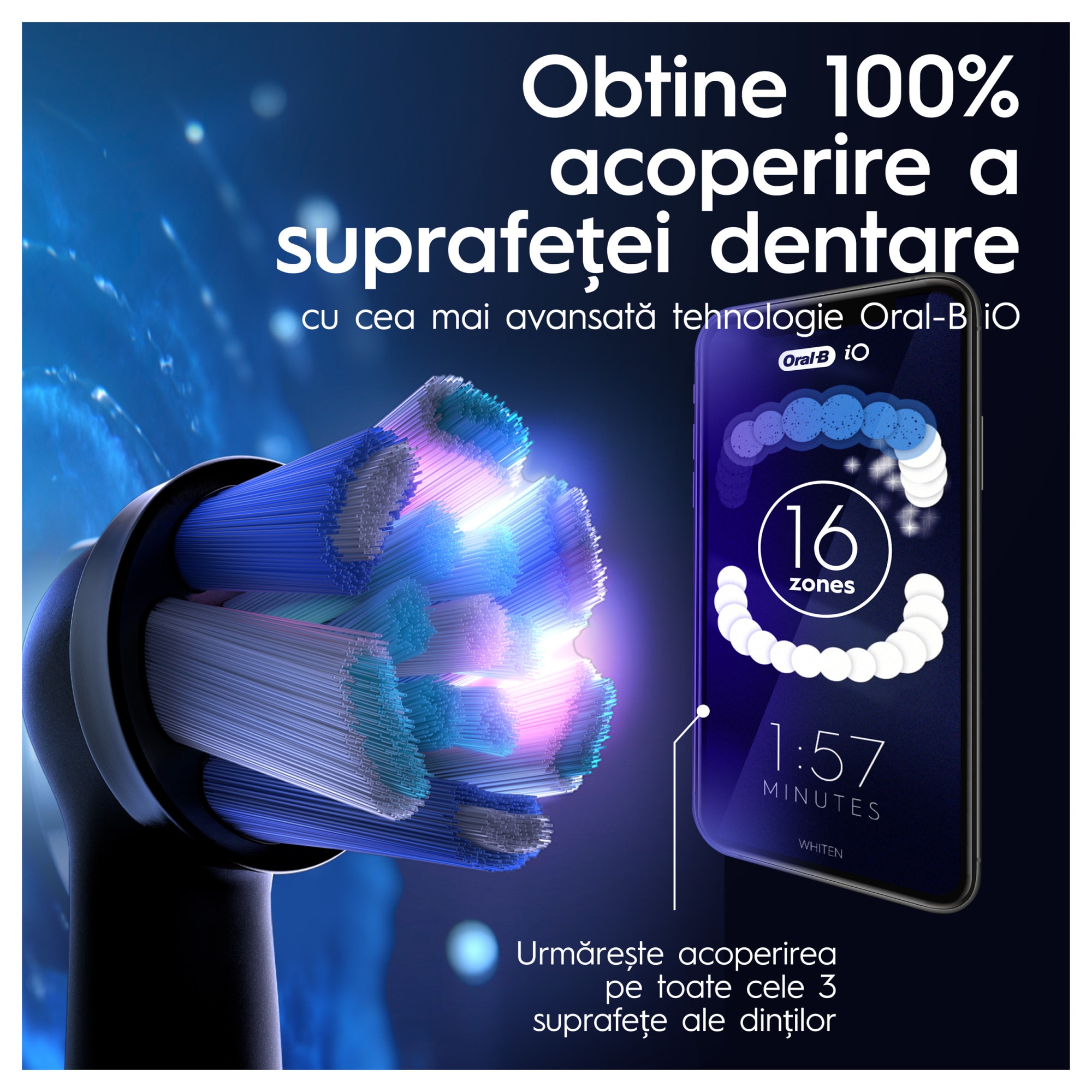 Periuta de dinti electrica Oral-B iO10 cu incarcator iOSense, Tehnologie Magnetica si Micro ...