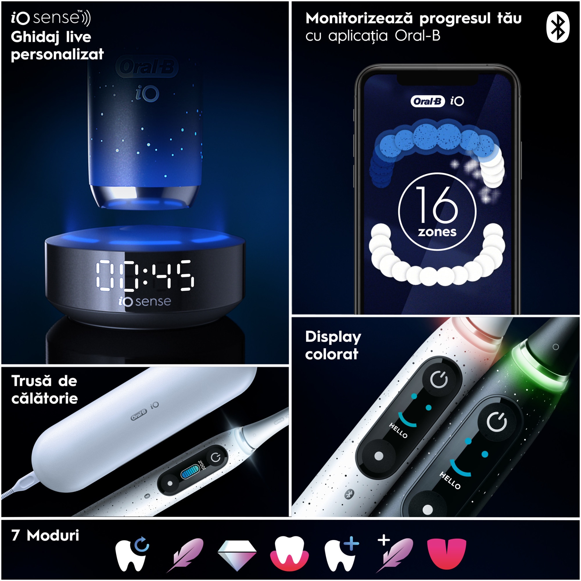 Periuta de dinti electrica Oral-B iO10 cu incarcator iOSense, Tehnologie Magnetica si Micro ...