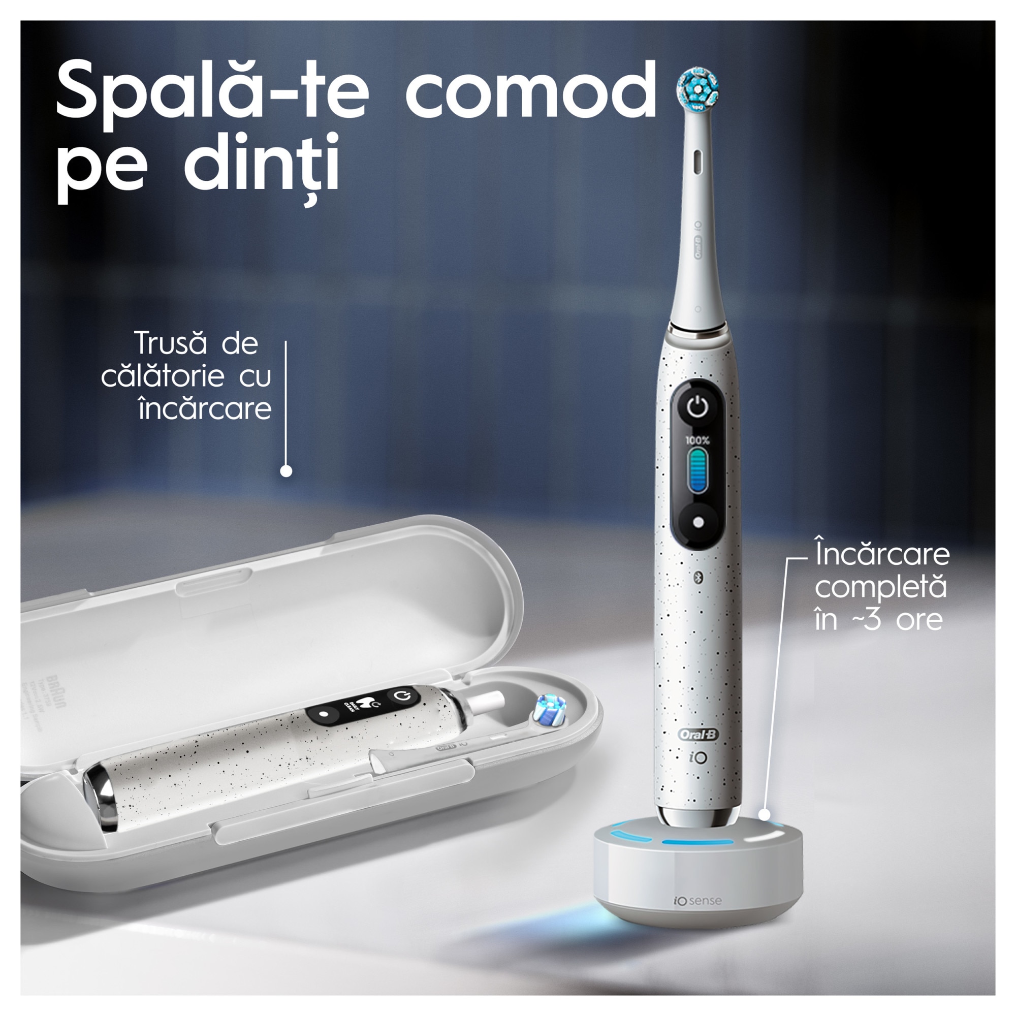 Periuta de dinti electrica Oral-B iO10 cu incarcator iOSense, Tehnologie Magnetica si Micro ...