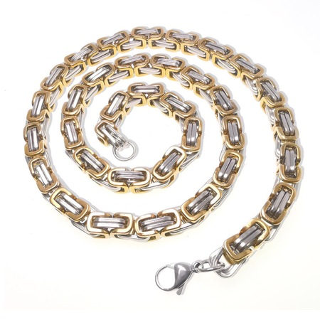 Colier barbati, Fiarra® cu lant bizantin argintiu, placat cu aur 18k ...